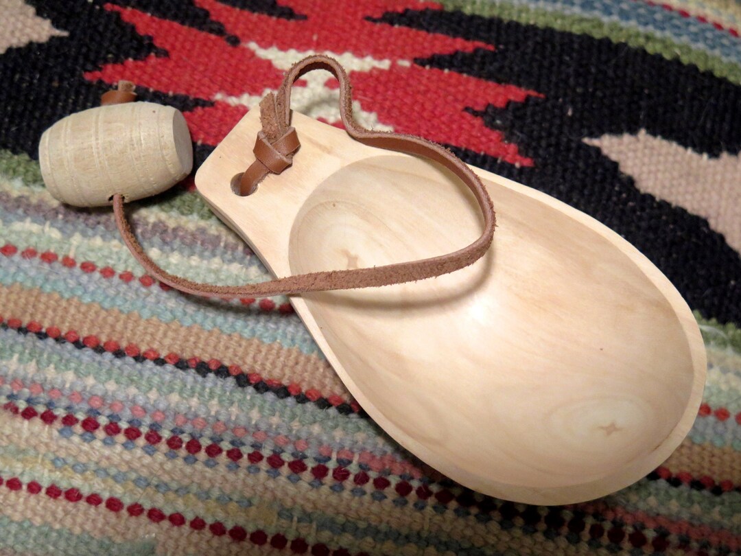 Hand-carved Canoe Cup: Native American Fur Trade "noggin" With Belt ...