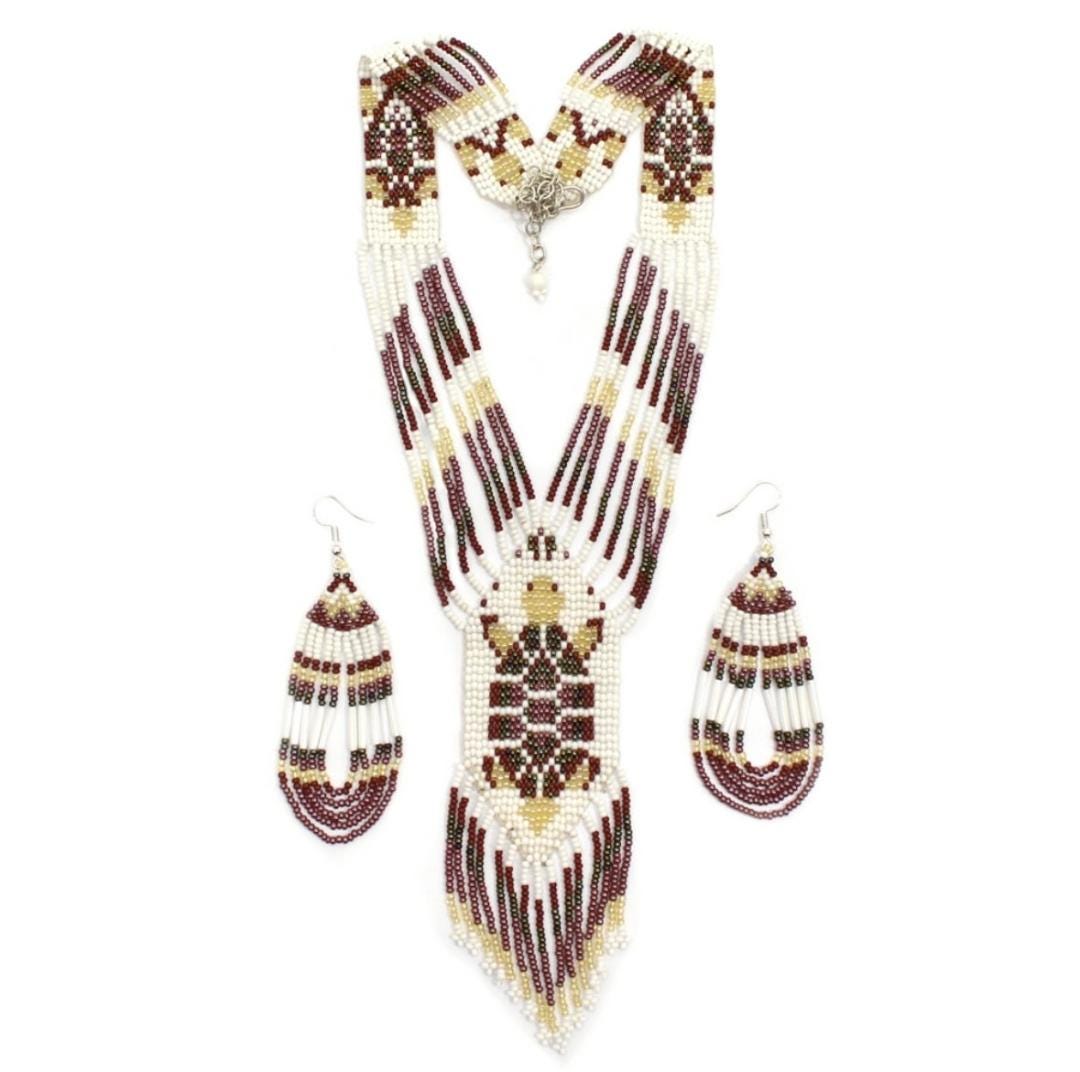 Native American Beaded Necklace Earrings Set Styled Jewelry Handmade ...