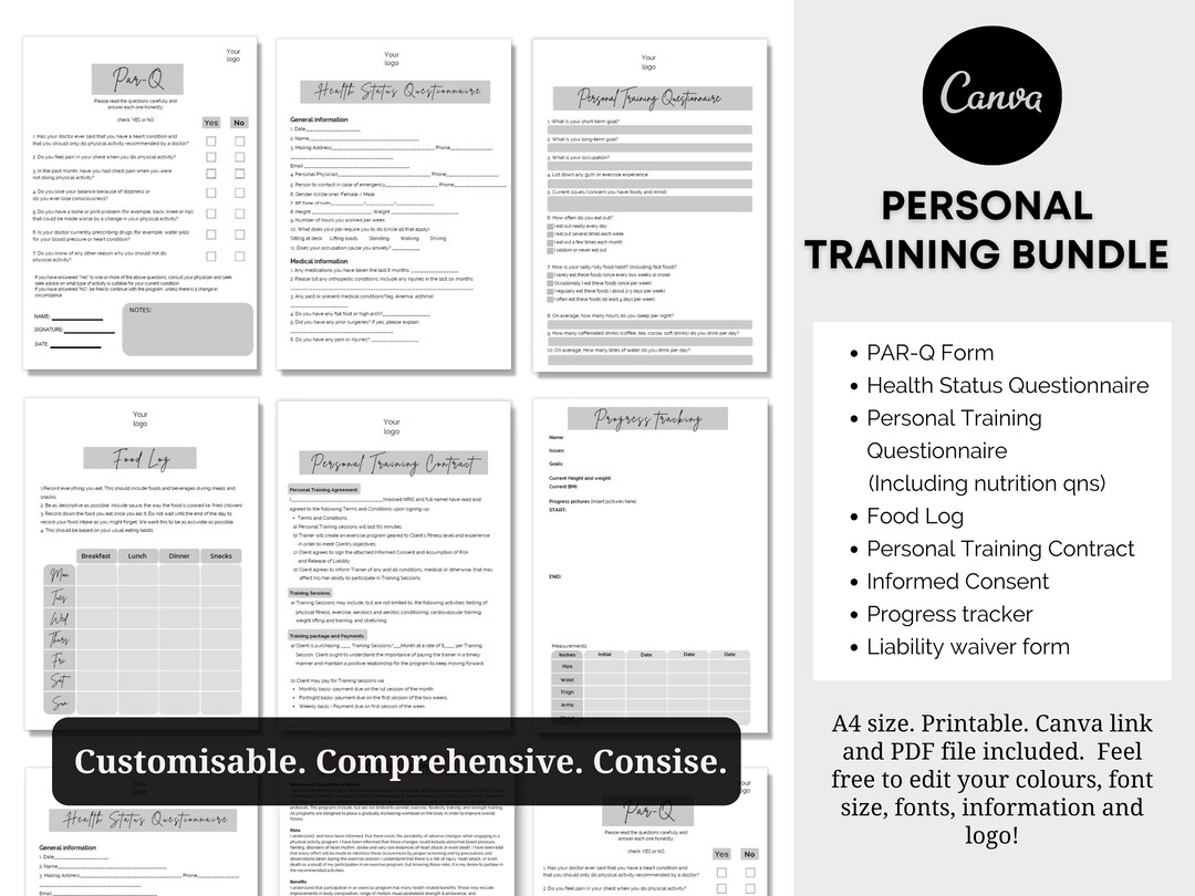 Personal Trainer Bundle | Client Intake Forms | Personal Training Documents | Personal Trainer ...