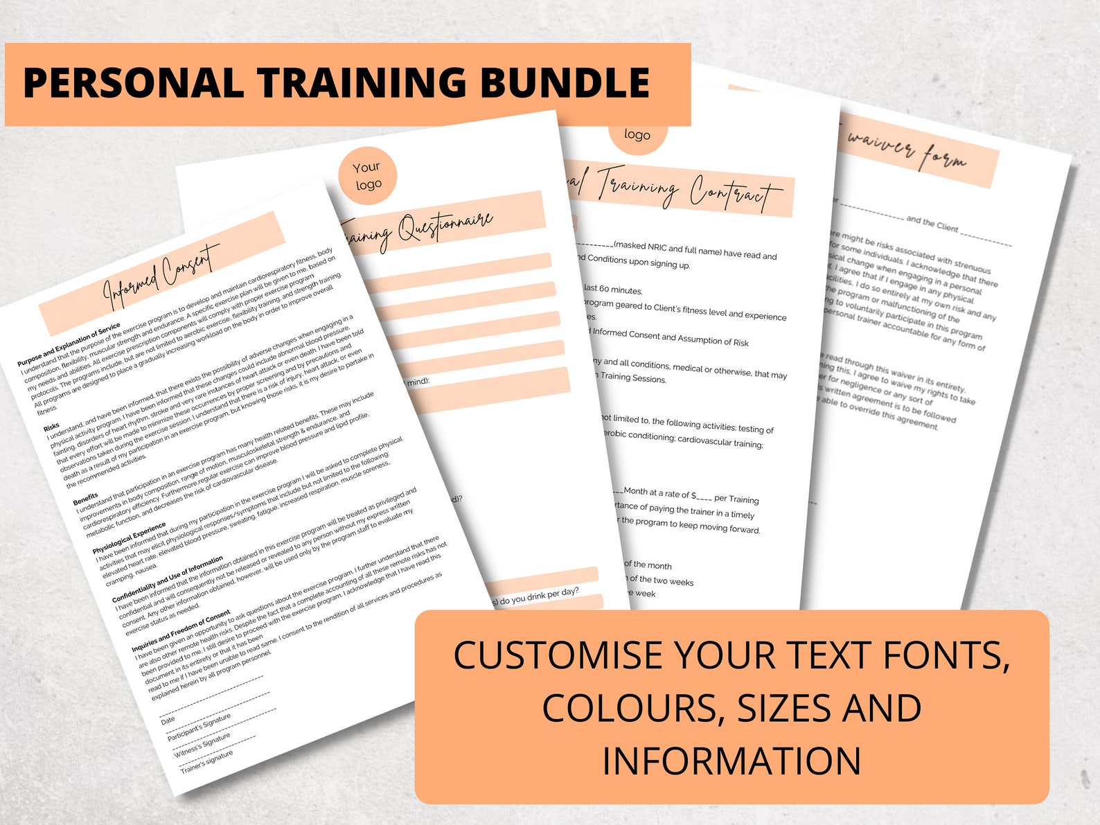 Personal Trainer Bundle | Client Intake Forms | Personal Training ...