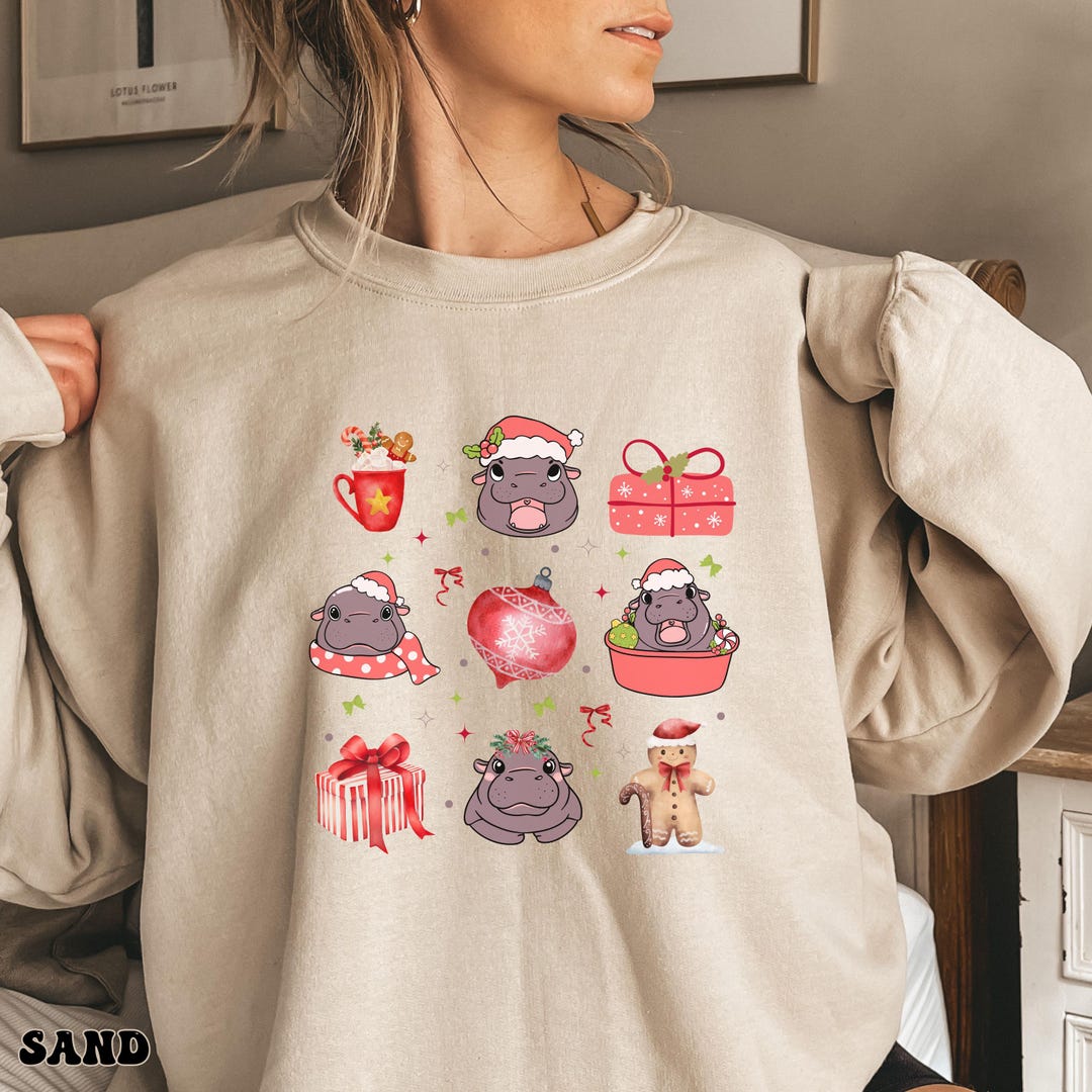 Moo Deng Sweatshirt, Baby Pygmy Hippo Moo Deng Sweater, Moo Deng ...