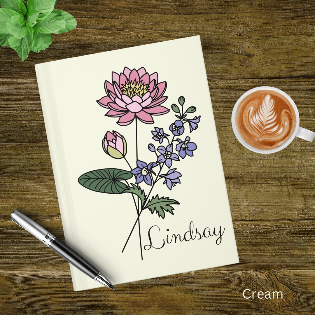 Birth Flower Personalized Journal, Birth Month Flower Gifts, July ...