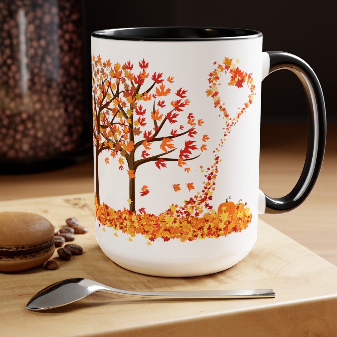 Fall Leaves Coffee Mug, Pumpkin Coffee Cup, Fall Gifts, Autumn Leaves ...