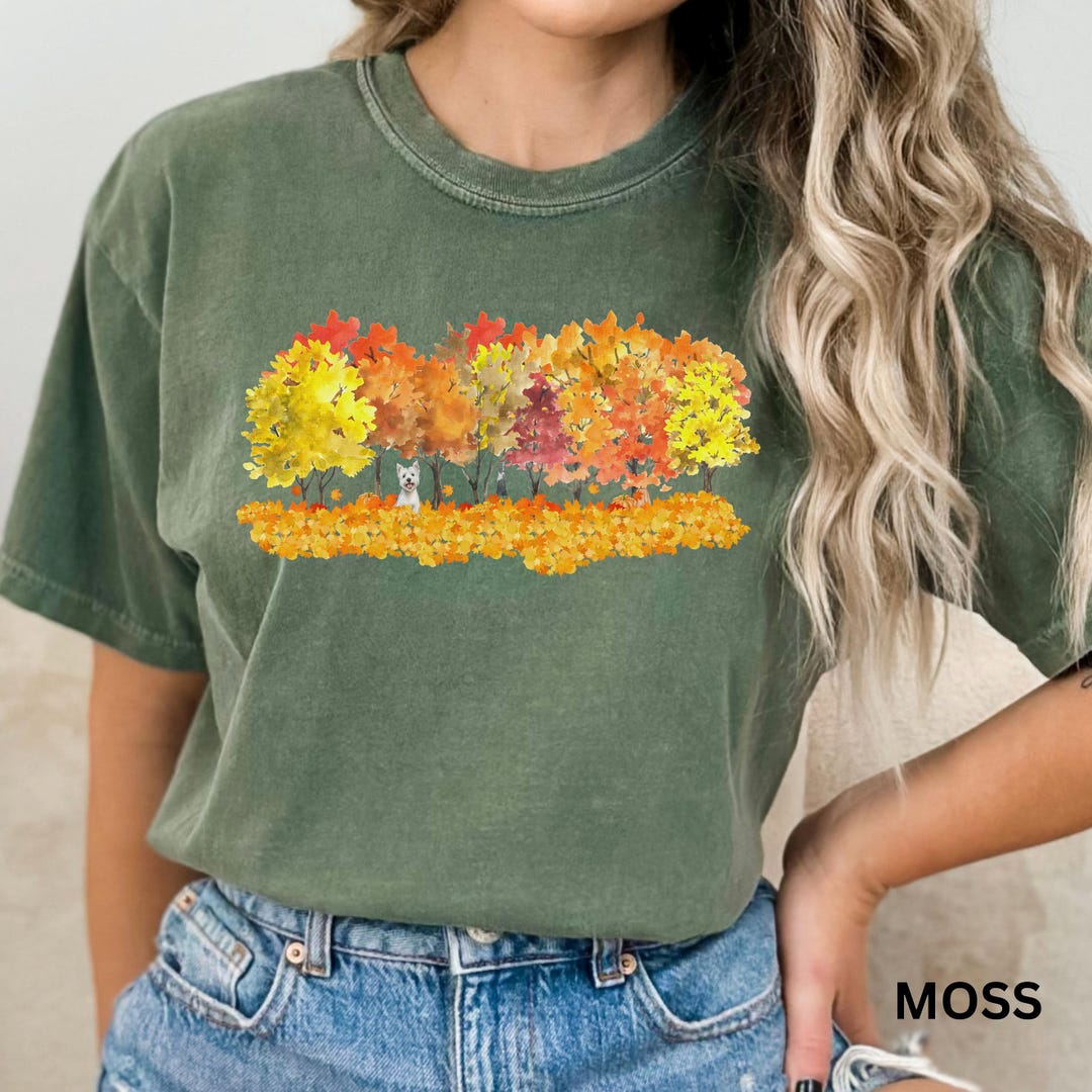 Westie Shirt, Westie Gifts, Fall Leaves Westie Shirt, West Highland ...