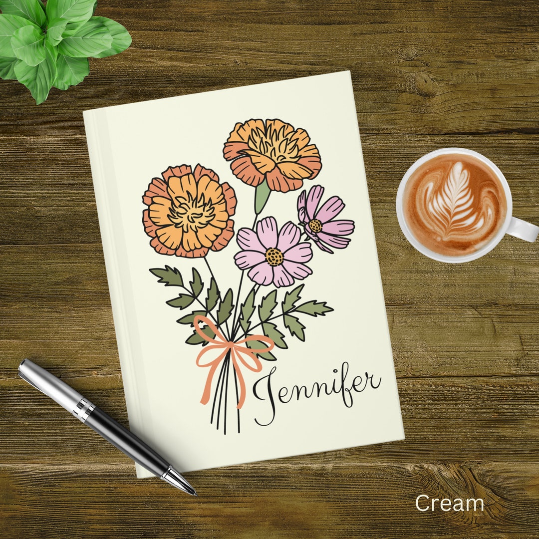 Birth Flower Personalized Journal, Birth Month Flower Gifts, October ...