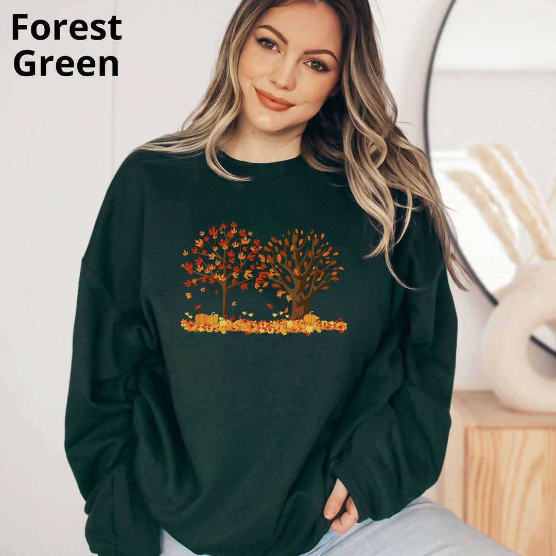 Womens Fall Leaves Shirt, Halloween Pumpkin Sweatshirt, Fall Sweatshirt ...