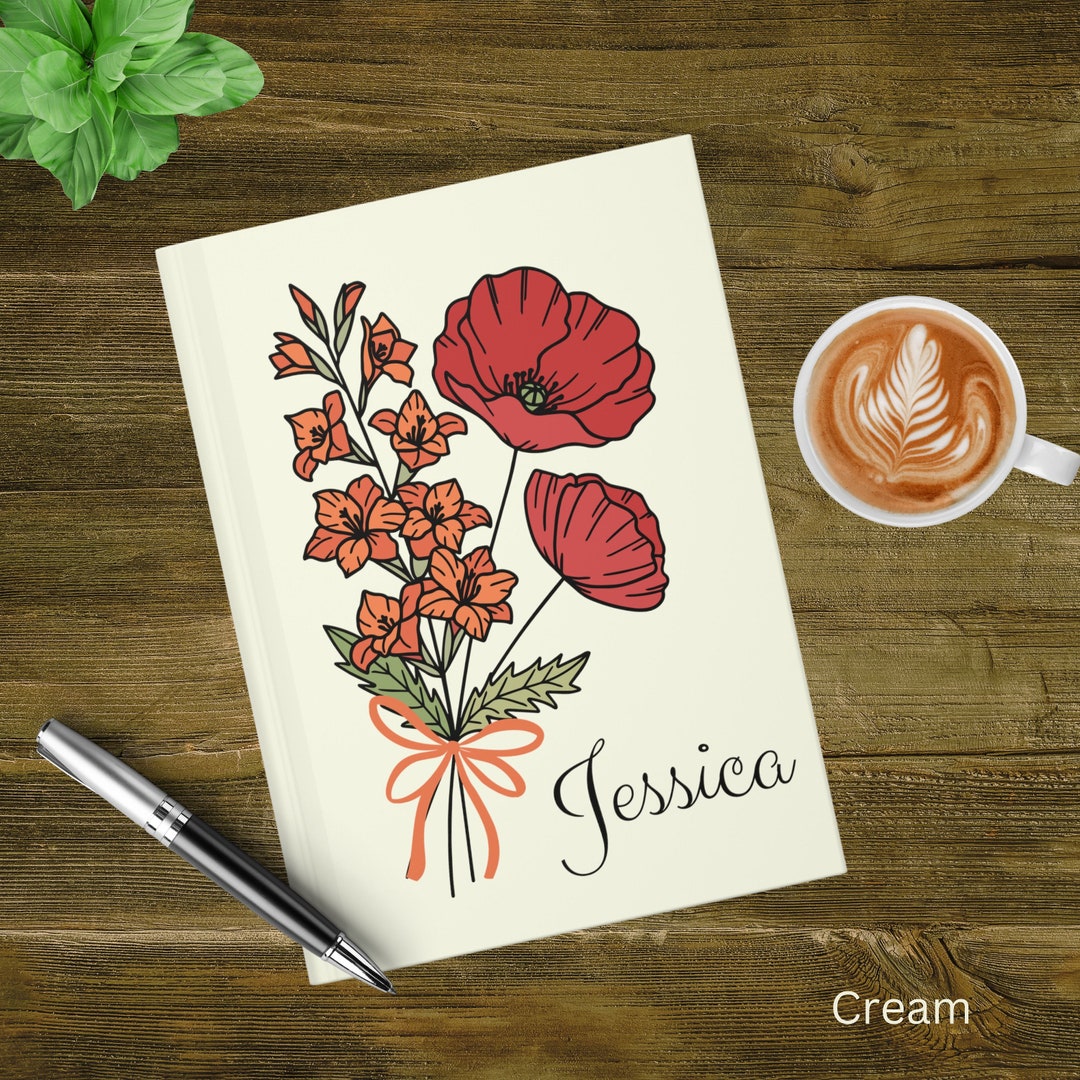 Birth Flower Personalized Journal, Birth Month Flower Gifts, August ...