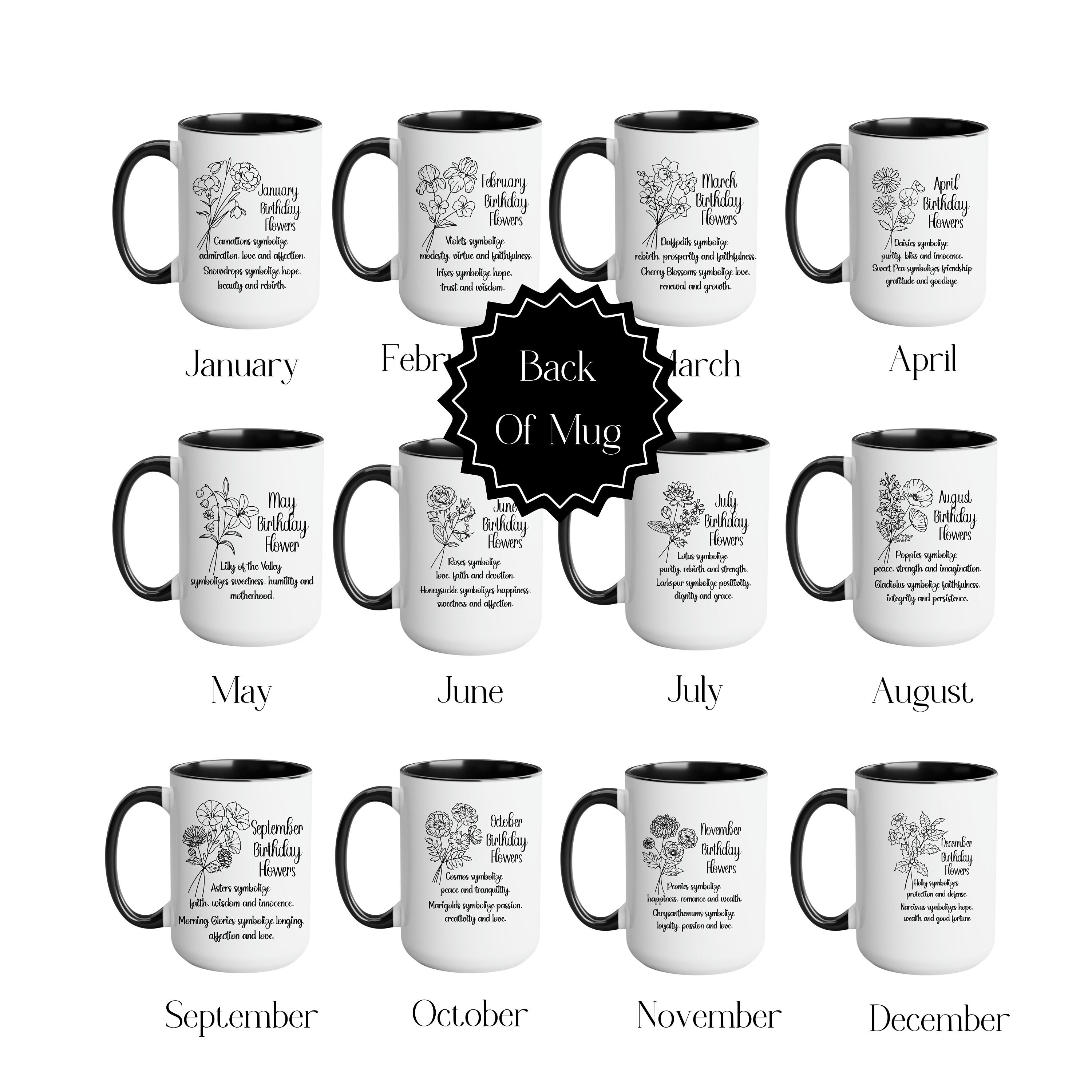 Birth Flower Coffee Cup Personalized With Name, Custom Birth Flower ...