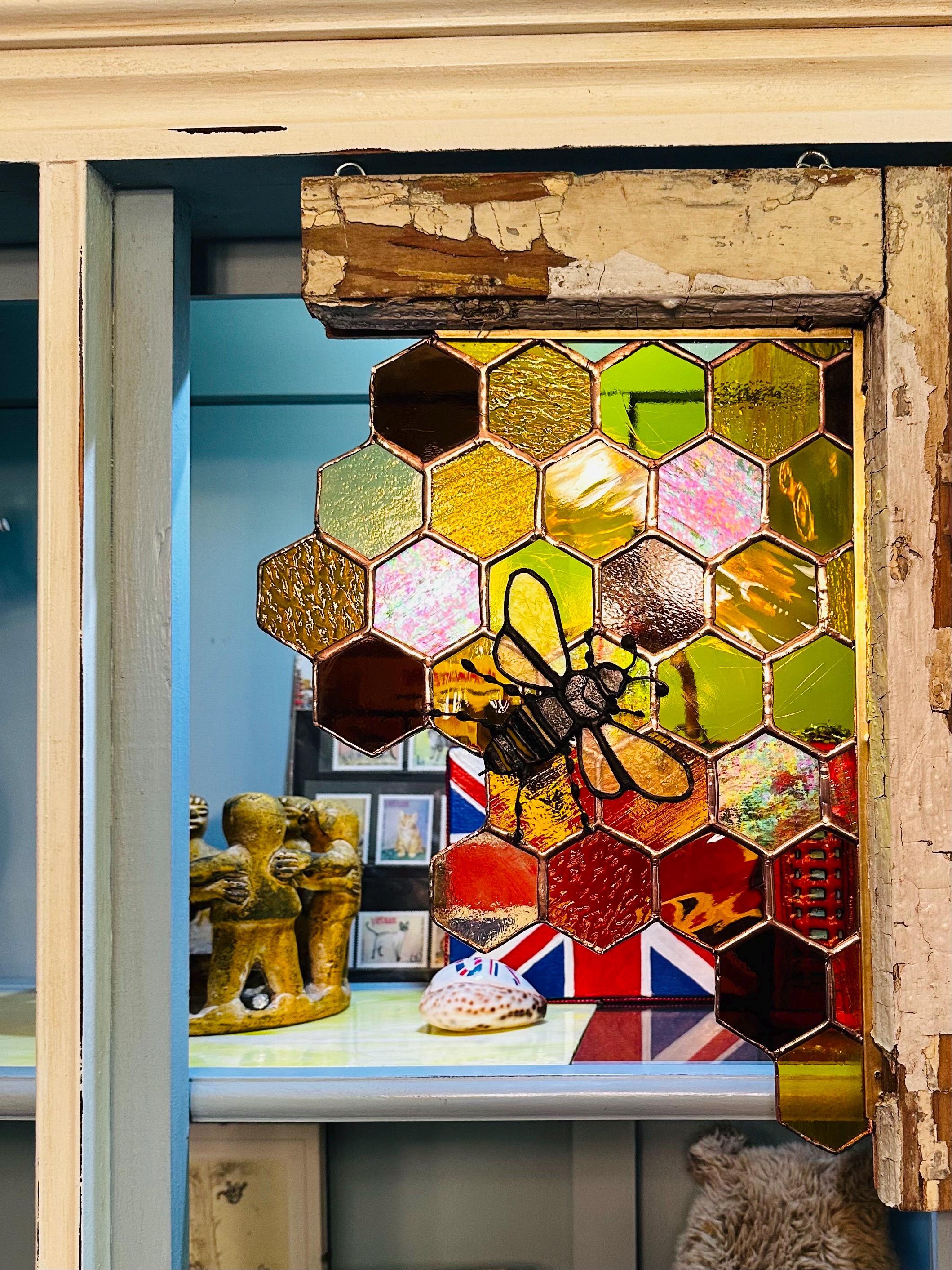 Honeycomb and Bee in Partial Reclaimed Window Frame - Etsy
