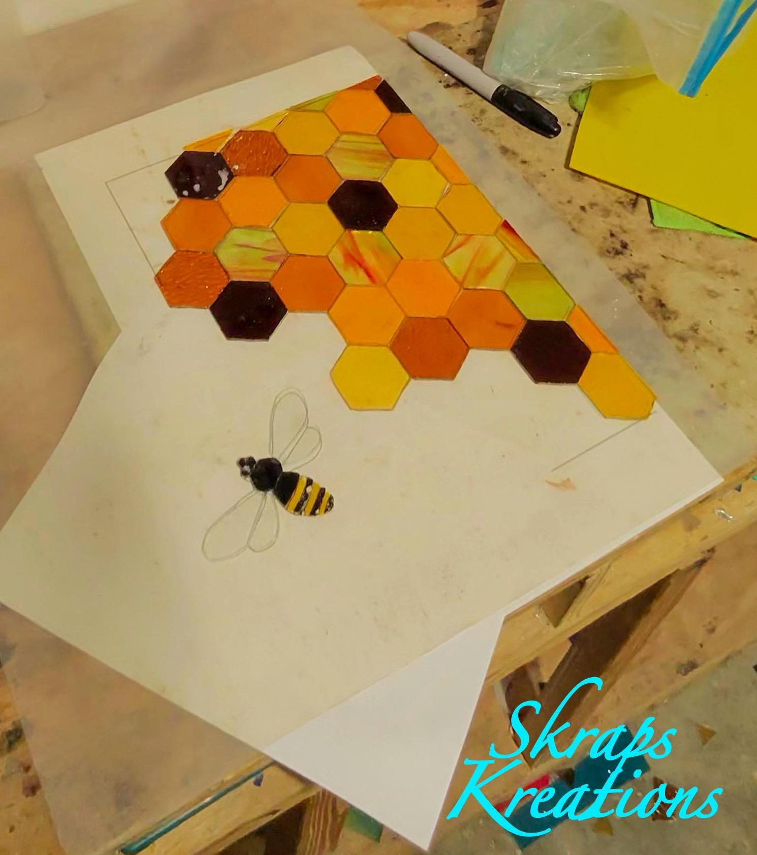 Honeycomb and Bee in Partial Reclaimed Window Frame - Etsy