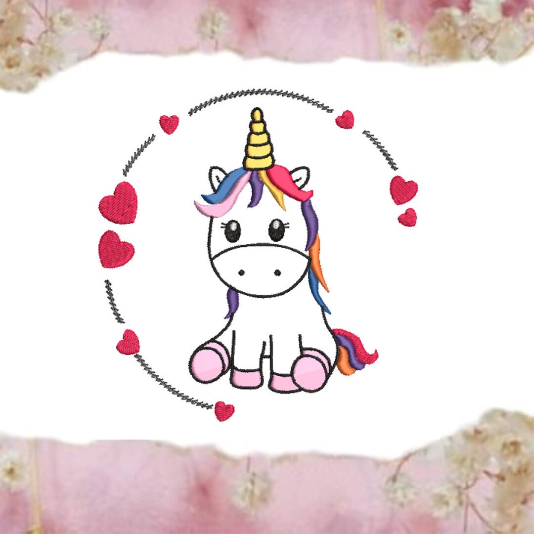 Embroidery File Application Rainbow Unicorn 2 Variants 13x12.7 7.5x11 ...
