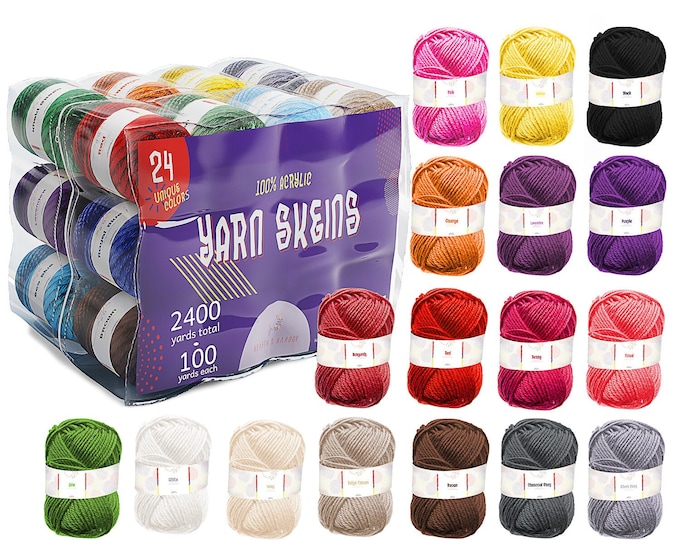 12/24 Pack Acrylic Yarn Skeins - Soft Crochet Yarn for Crocheting ...