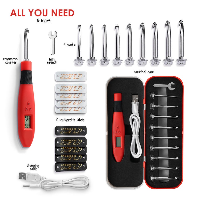 Crochet Counter for Mindless Crocheting, 9 Interchangeable Crochet ...