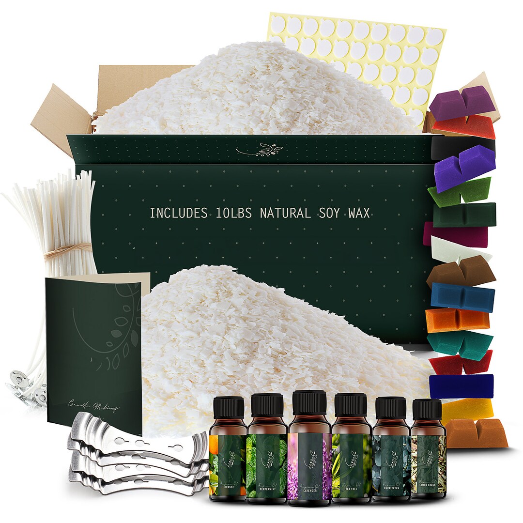 All Inclusive Candle Making Kit With 128 Pcs- 10lbs Soy Candle Wax With ...