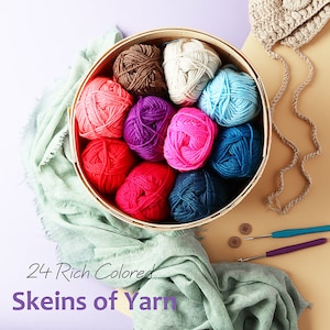 12/24 Pack Acrylic Yarn Skeins - Soft Crochet Yarn for Crocheting ...