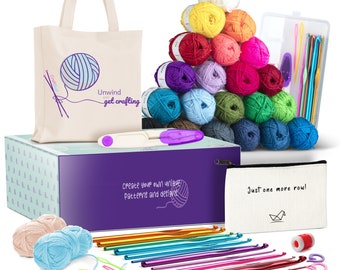 DIY Crochet Kit With Crochet Hooks Yarn Set for All Ages Includes Yarn ...