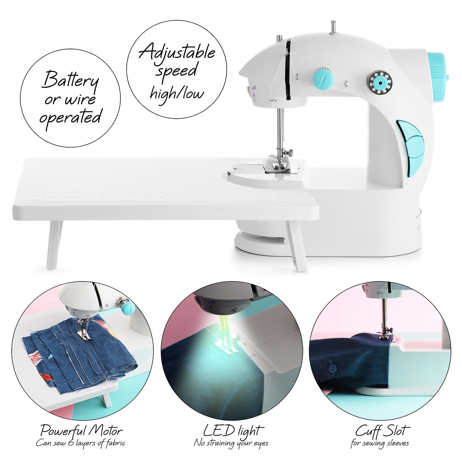 Portable Electric Mini Sewing Machine Kit for Beginners, Kids Gift With ...