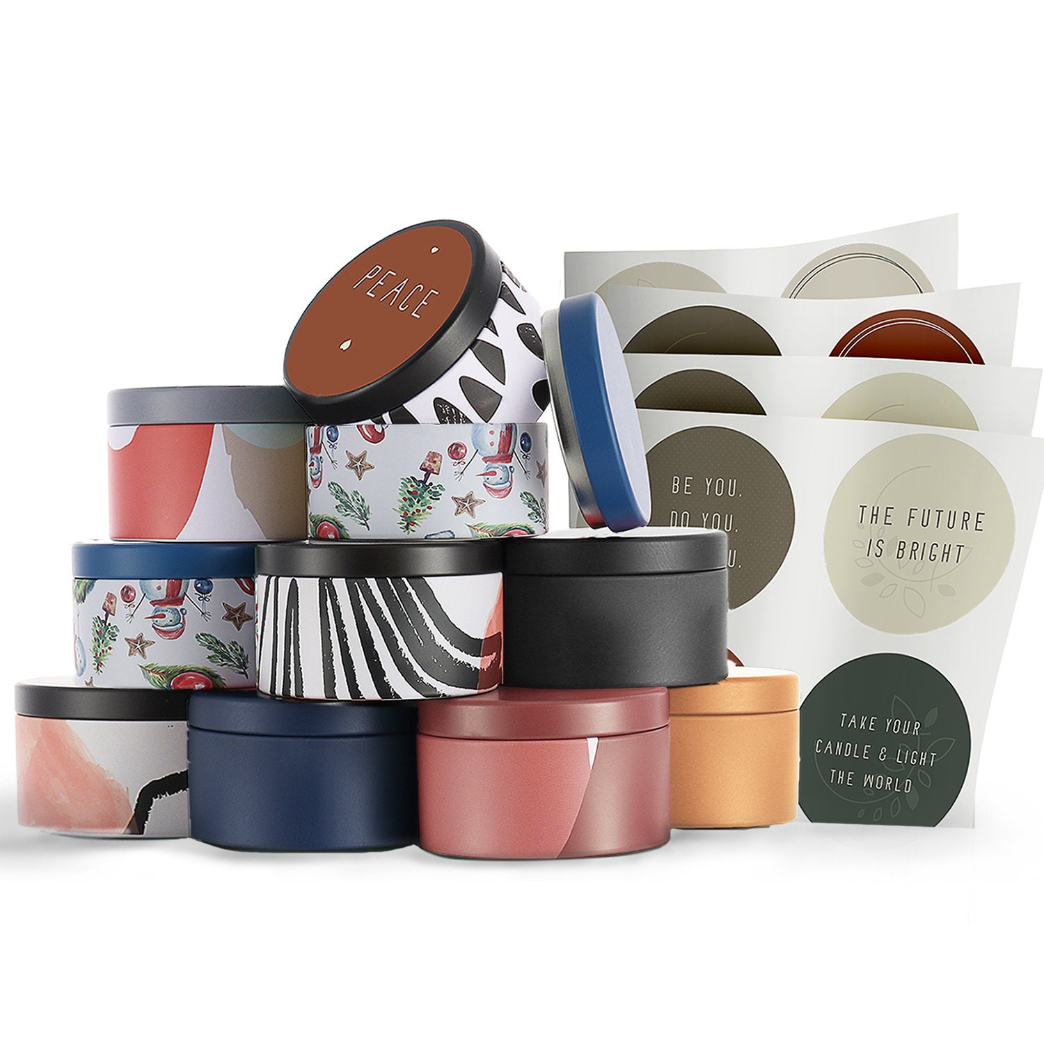 Candle Tin Sets – Set of 12 or 24 Metal Round 4 or 8 Oz. Containers for ...