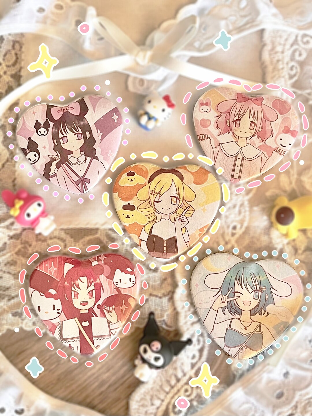 Holy Quintet X Cute Mascot Button Pin - Etsy