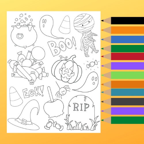 Halloween Coloring Page- Printable Coloring Sheet, Digital Download ...