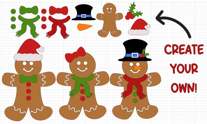 Gingerbread Man With Additional Accessories- Instant Digital Download ...