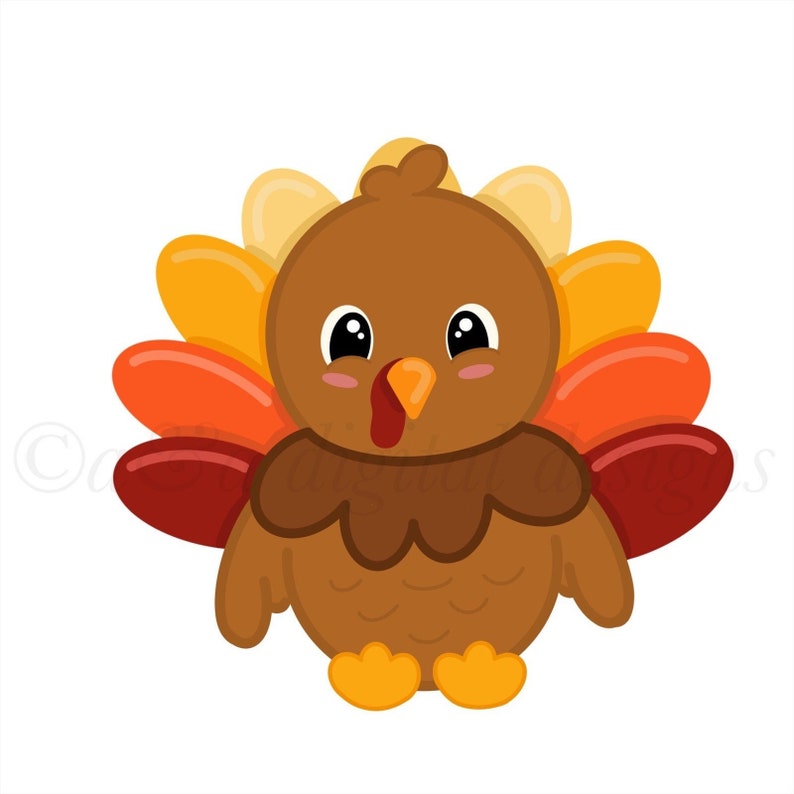 Cute Turkey- Instant Digital Download, Thanksgiving, Turkey, Autumn ...