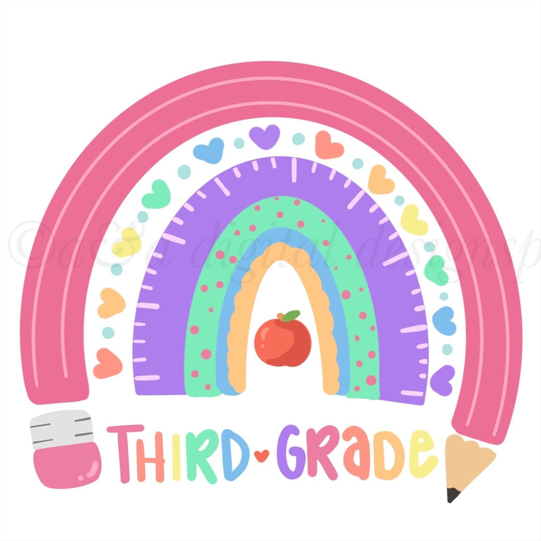 Third Grade Rainbow-instant Digital Download, PNG and JPG Files, Hand ...