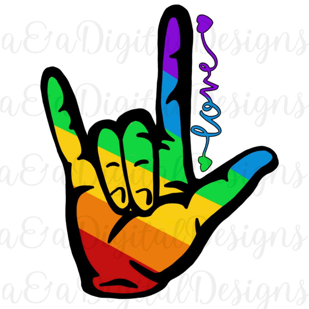 Rainbow I Love You in ASL- Instant Digital Download, PNG, JPG Files ...