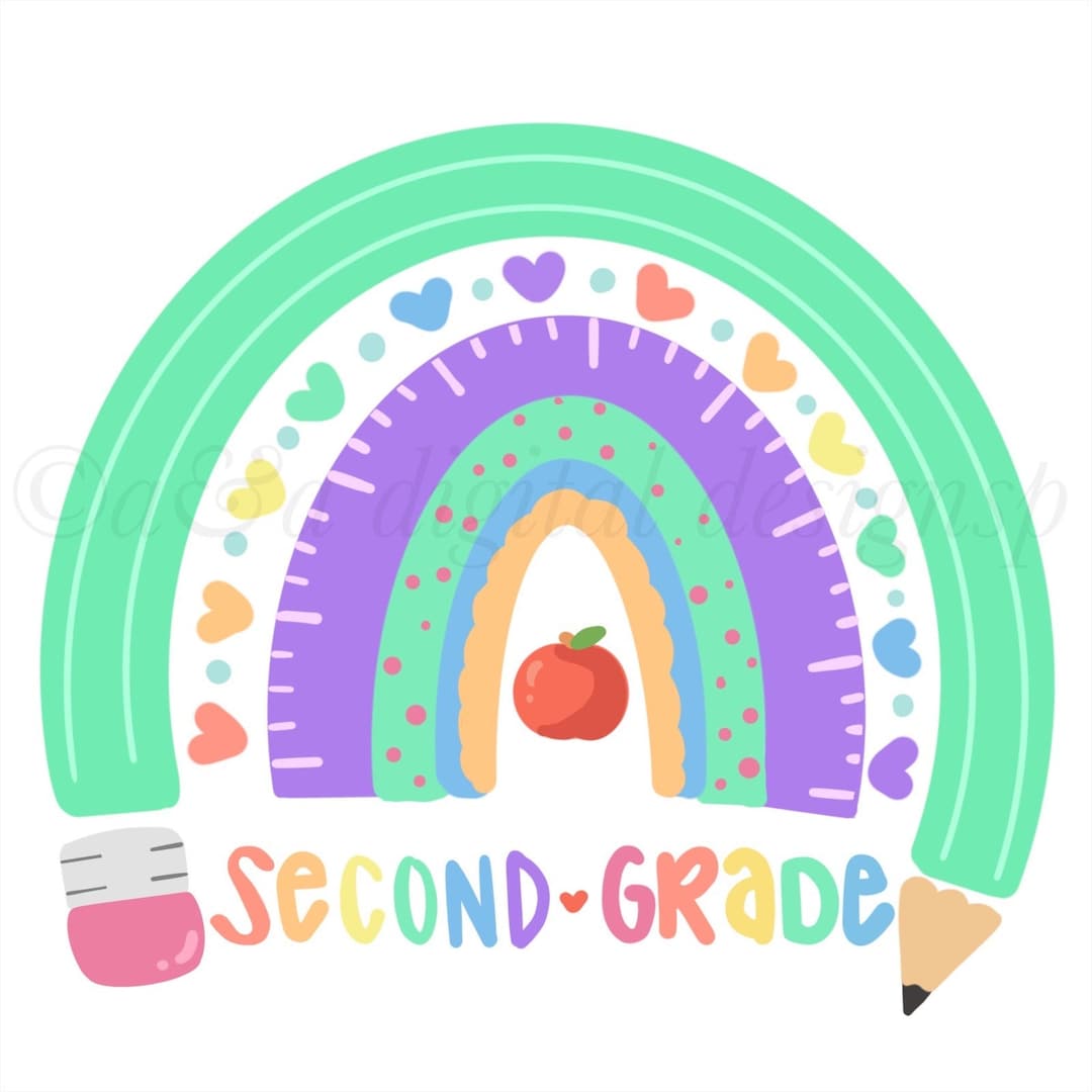 Second Grade Rainbow-instant Digital Download, PNG and JPG Files, Hand ...