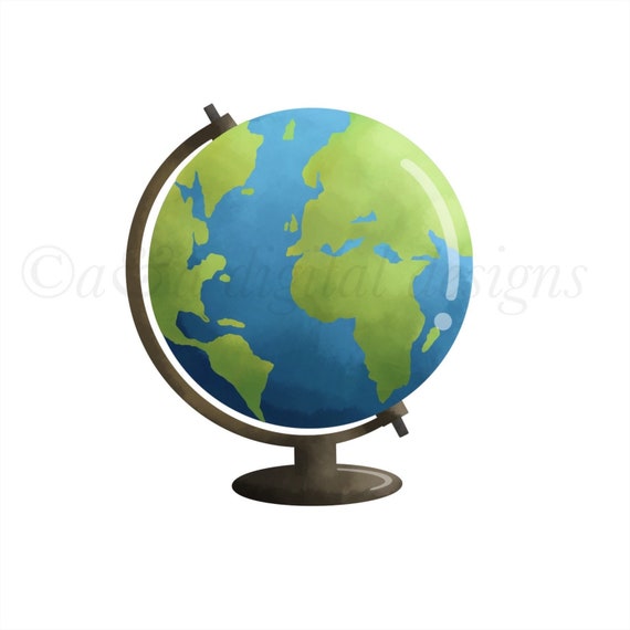 Blue & Green Globe Instant Digital Download PNG JPG Hand - Etsy