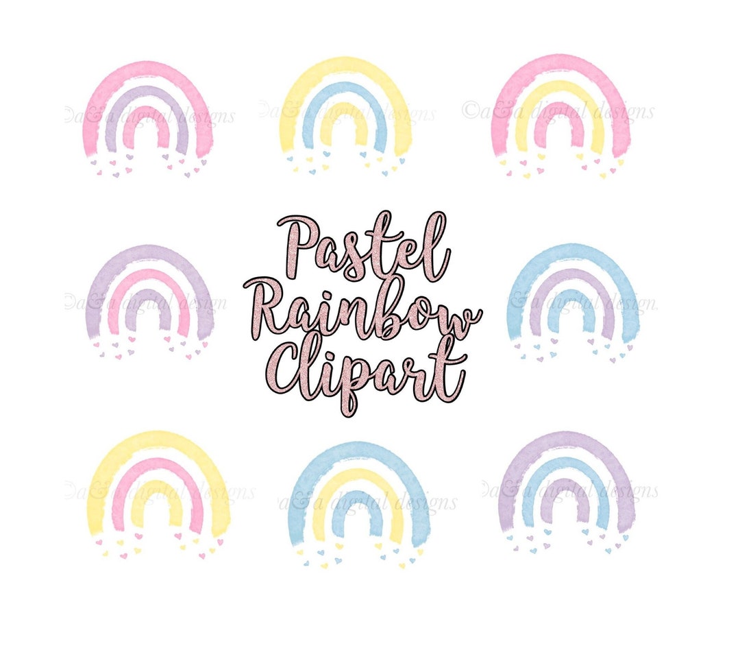 Pastel Rainbow Clipart Instant Digital Download, PNG and JPG Files ...