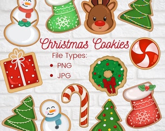 Christmas Cookie PNG Clipart Santa Snowman Gingerbread - Etsy
