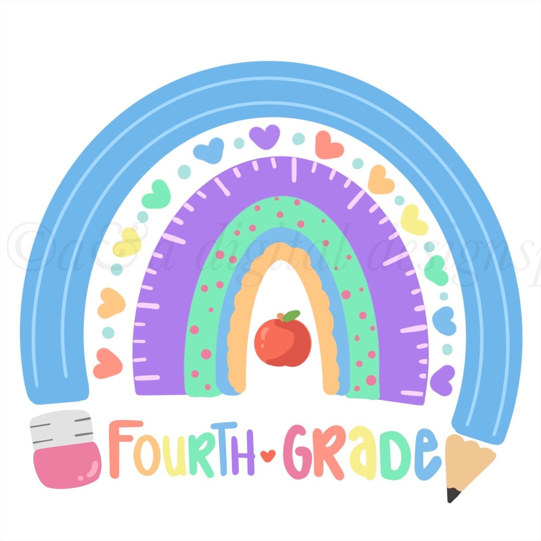 Fourth Grade Rainbow-instant Digital Download, PNG and JPG Files, Hand ...