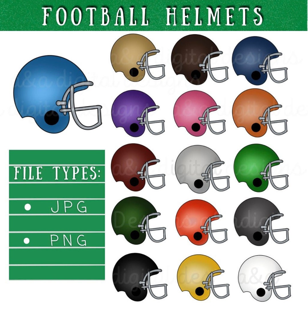 Football Helmets- Instant Digital Download, PNG, JPG Files, Hand Drawn ...