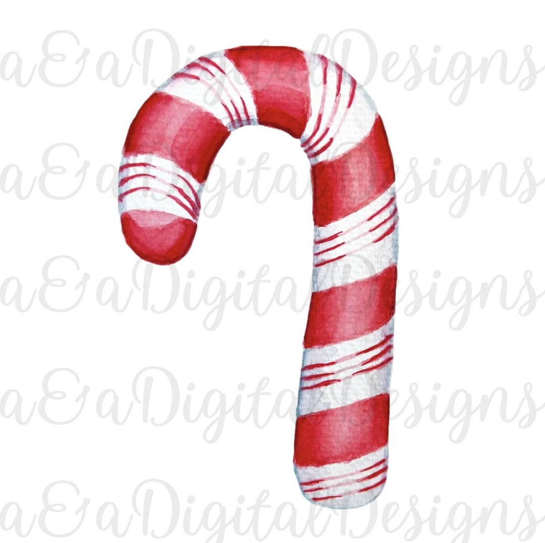 Watercolor Candy Cane- Instant Digital Download, Watercolor, PNG, JPG ...