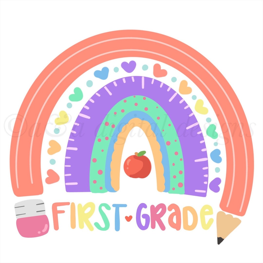 First Grade Rainbow-instant Digital Download, PNG and JPG Files, Hand ...