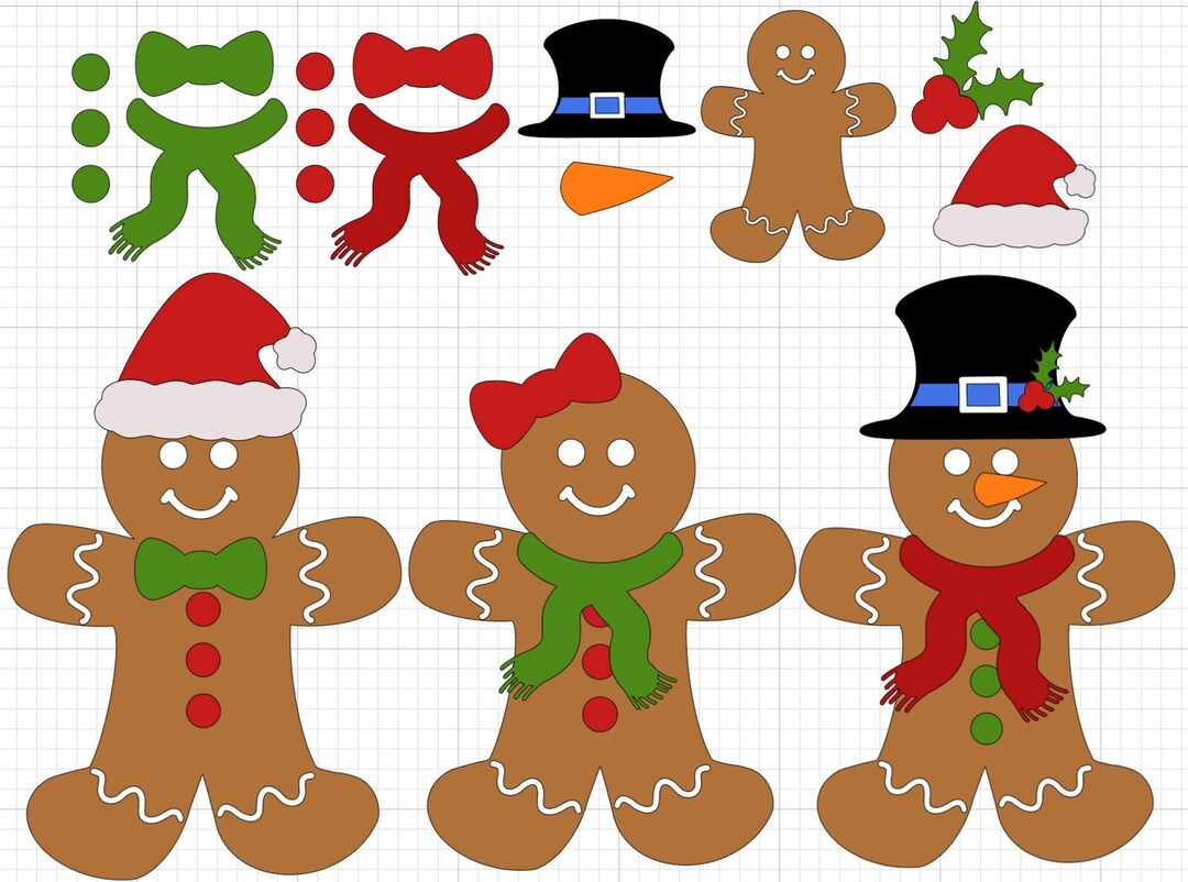 Gingerbread Man With Additional Accessories- Instant Digital Download ...