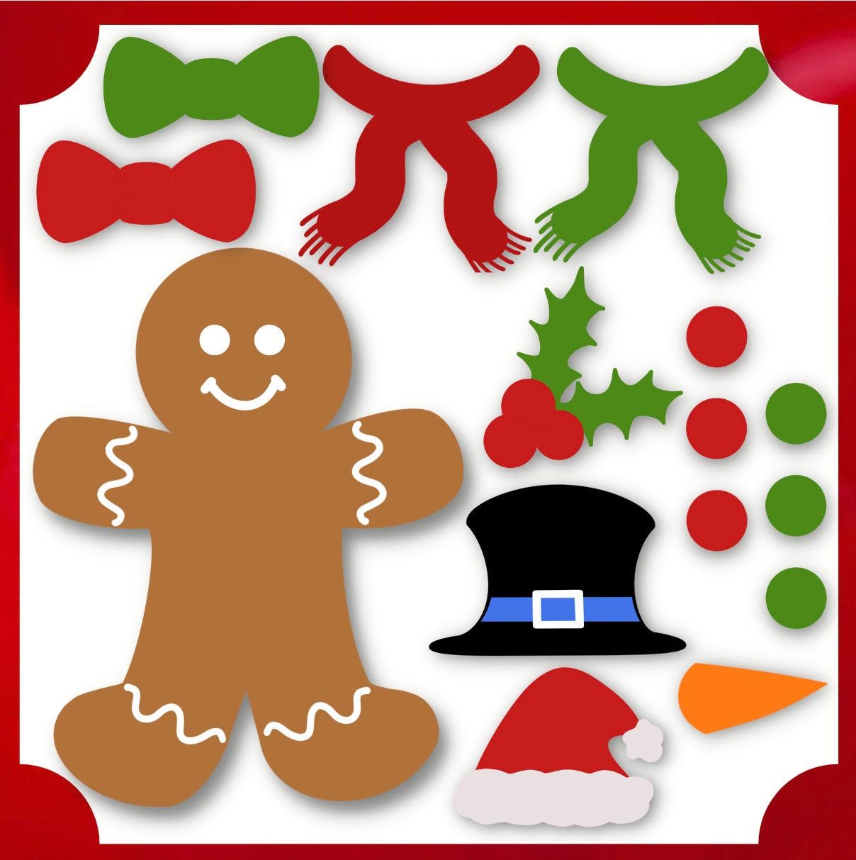 Gingerbread Man With Additional Accessories- Instant Digital Download ...