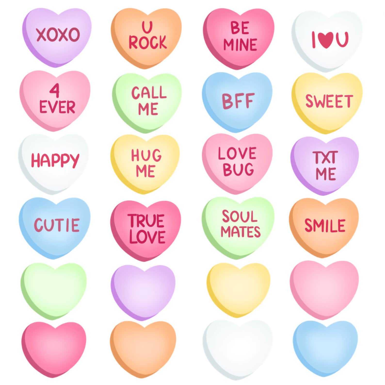 Conversation Hearts Instant Digital Download PNG JPG Files - Etsy