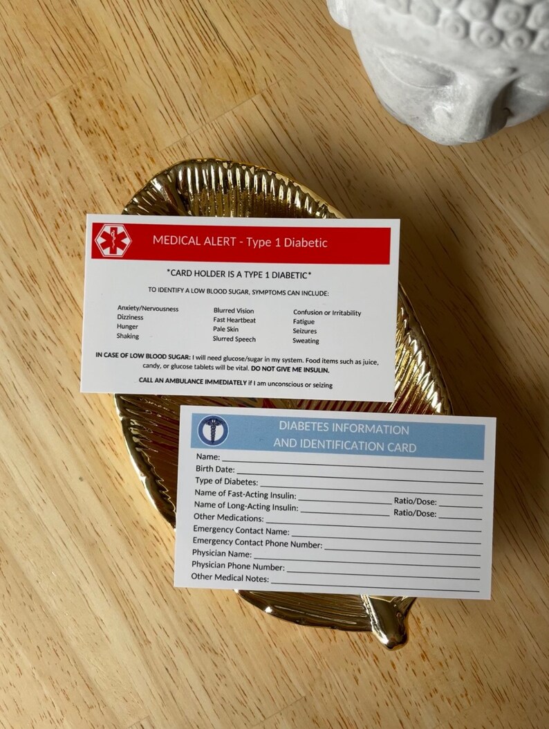Type 1 Diabetes: Medical Identification Card - Etsy