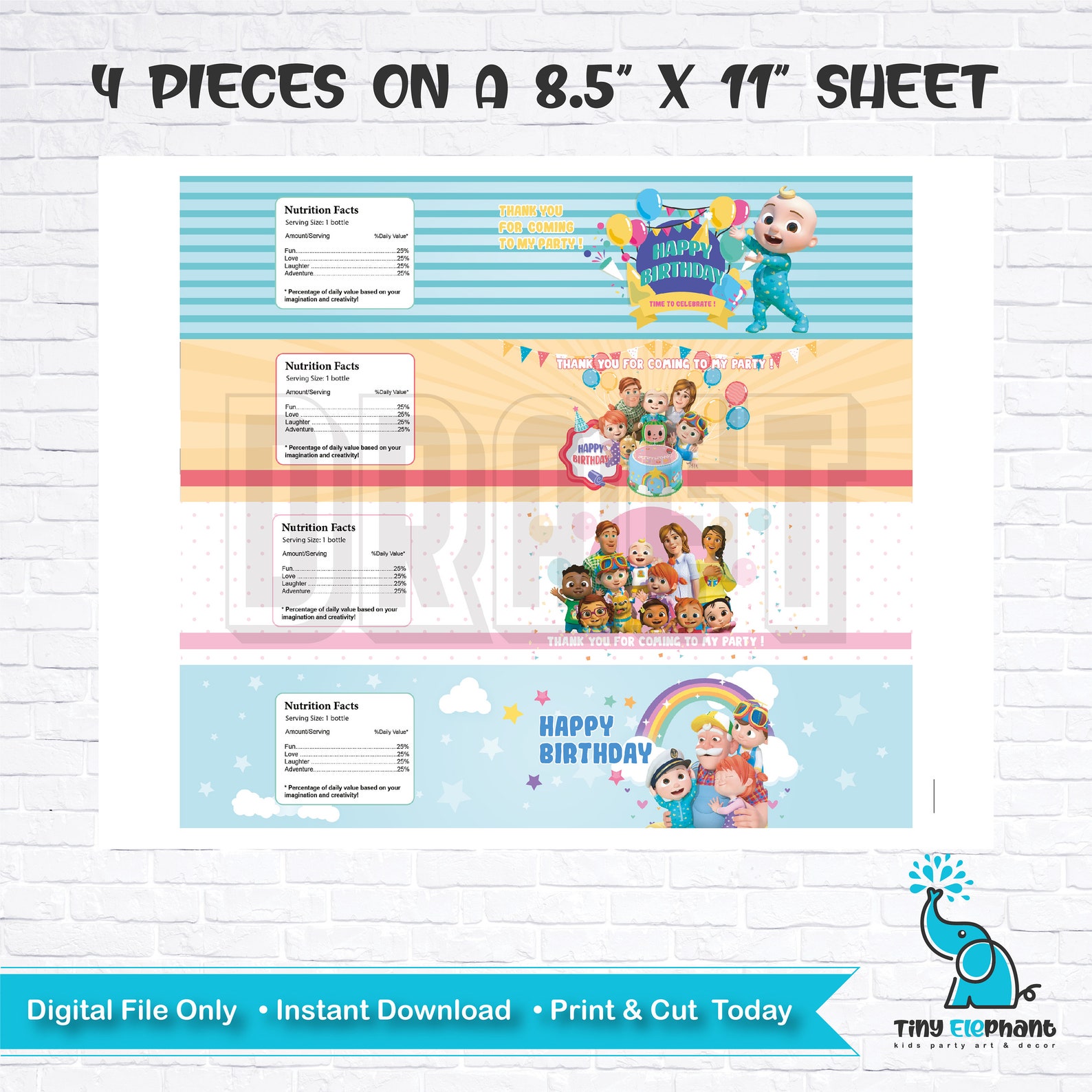 Cocomelon Water Bottle Labels .Cocomelon Birthday Party Decor. | Etsy