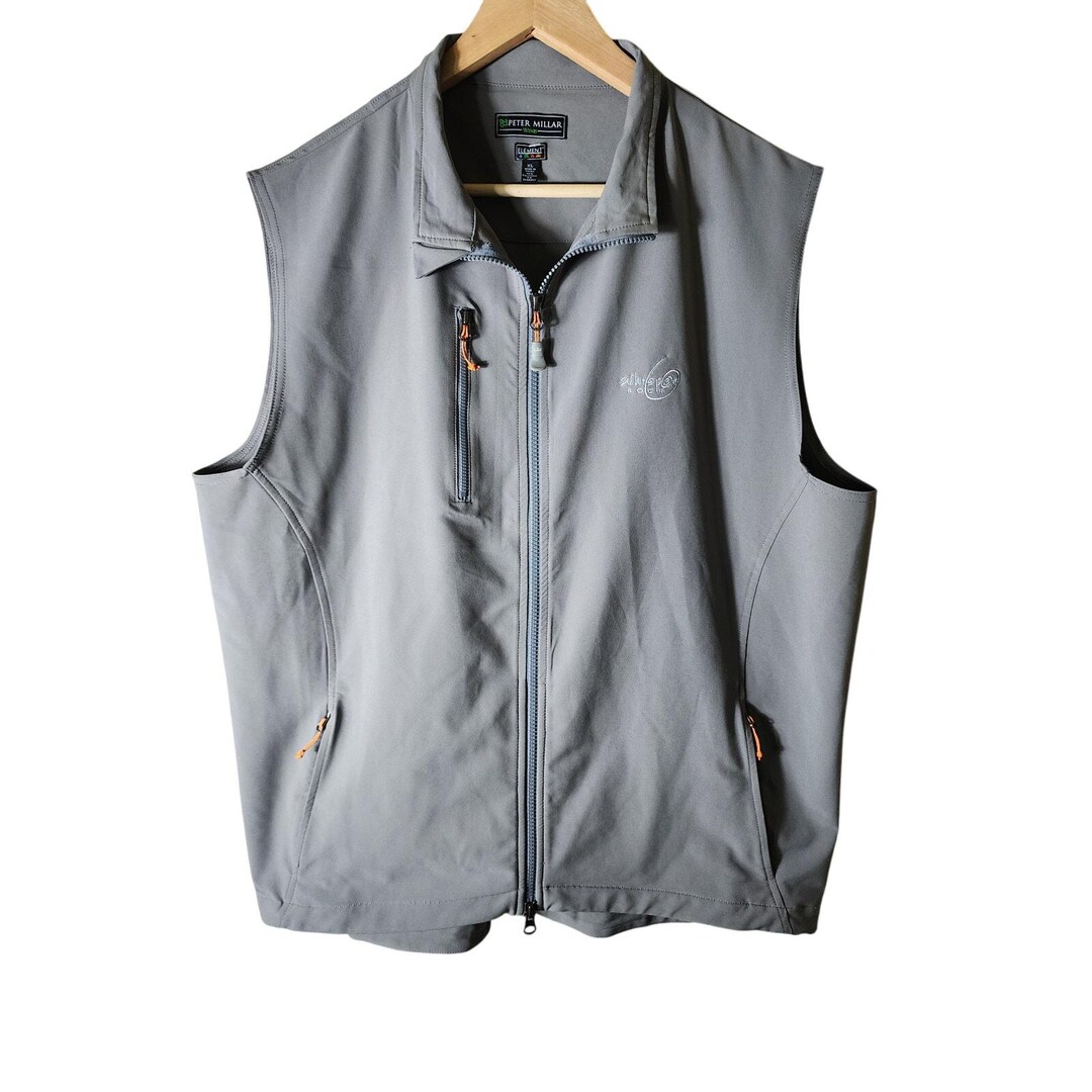PETER MILLAR Gray Wind Vest Mens XL Golf Active Performance Stretch Zip ...