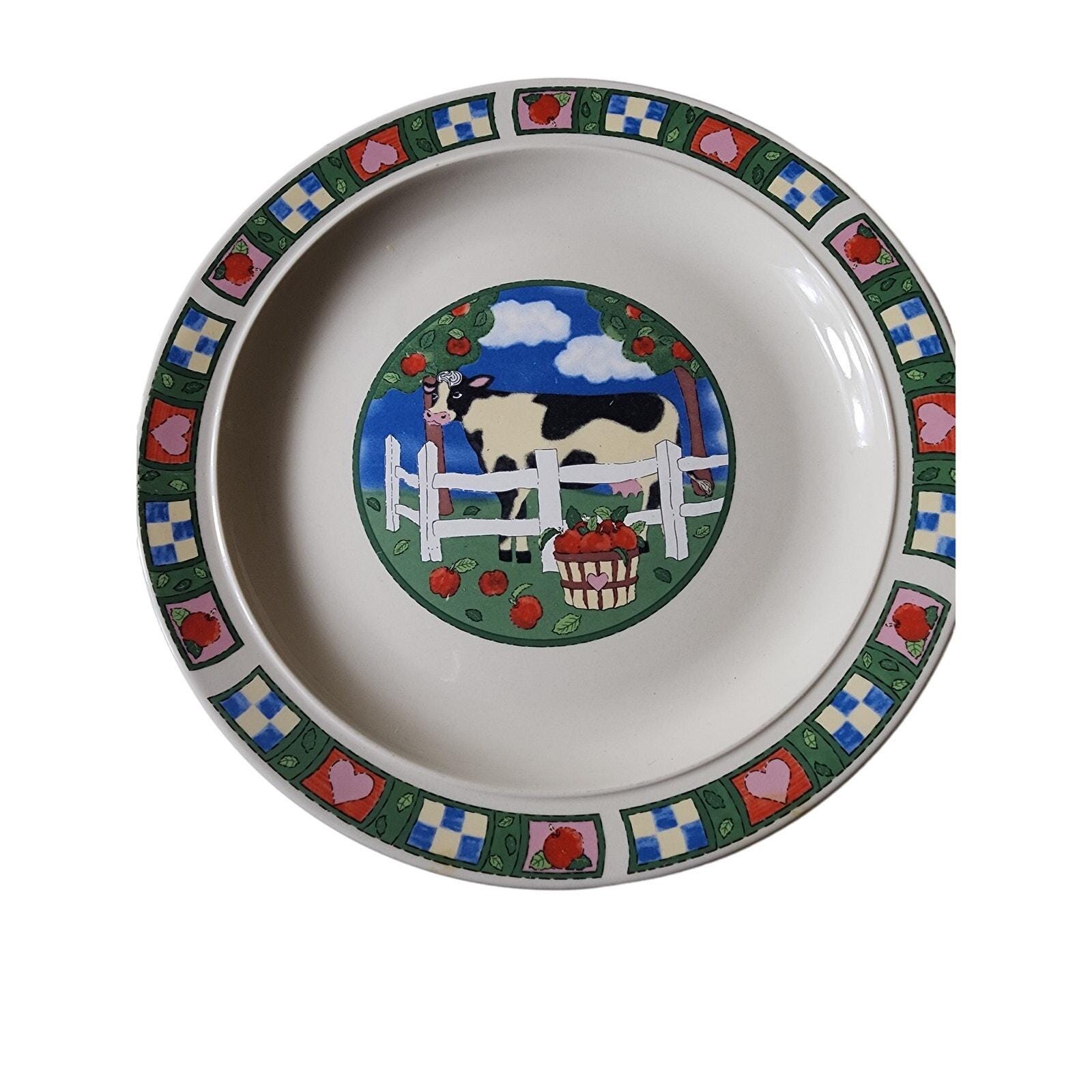 GIBSON Stoneware Barnyard Cow 10" Dinner Plates - Set of 4 - Etsy