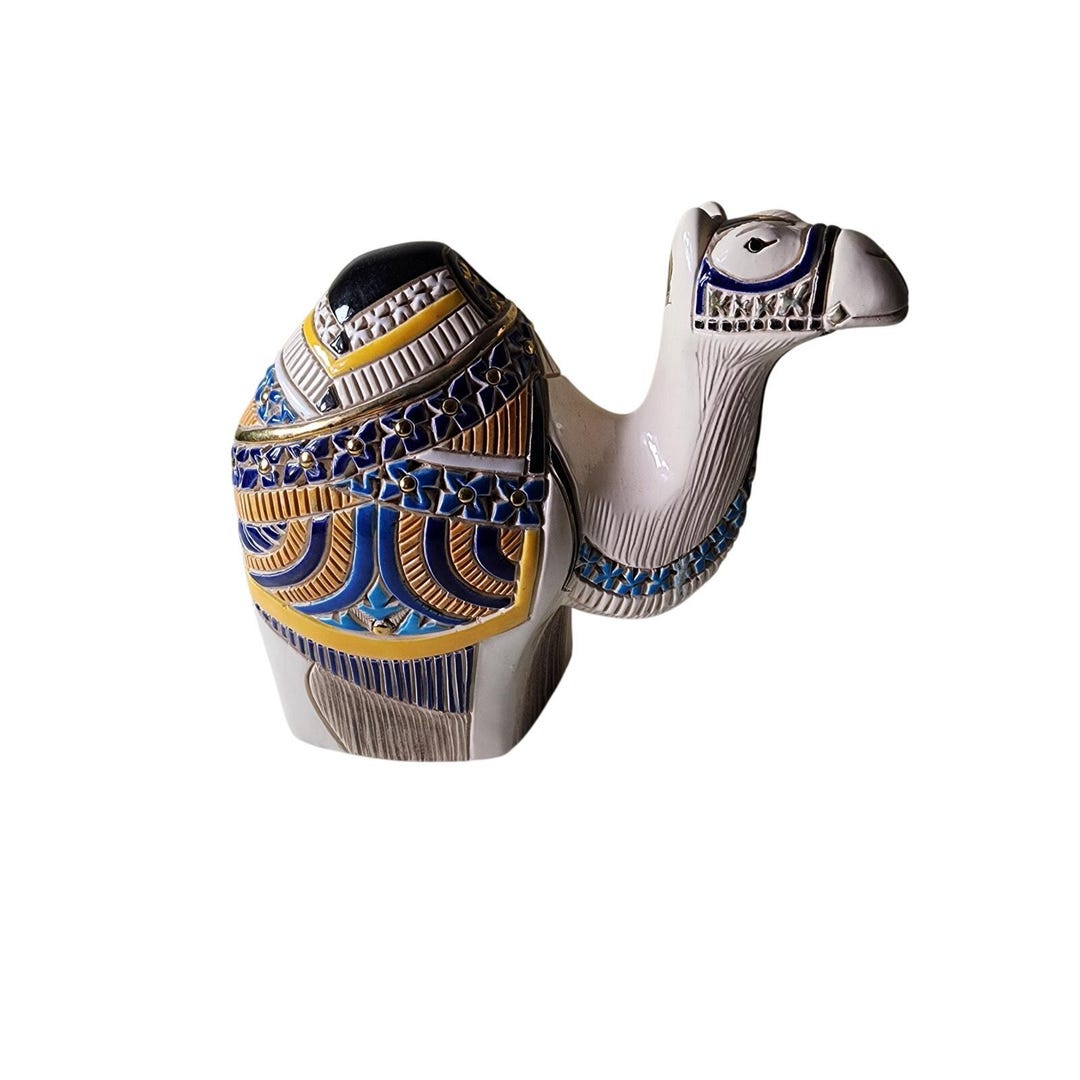 Artesania Rinconada Ceramic Large Colorful White Gold CAMEL Figurine - Etsy
