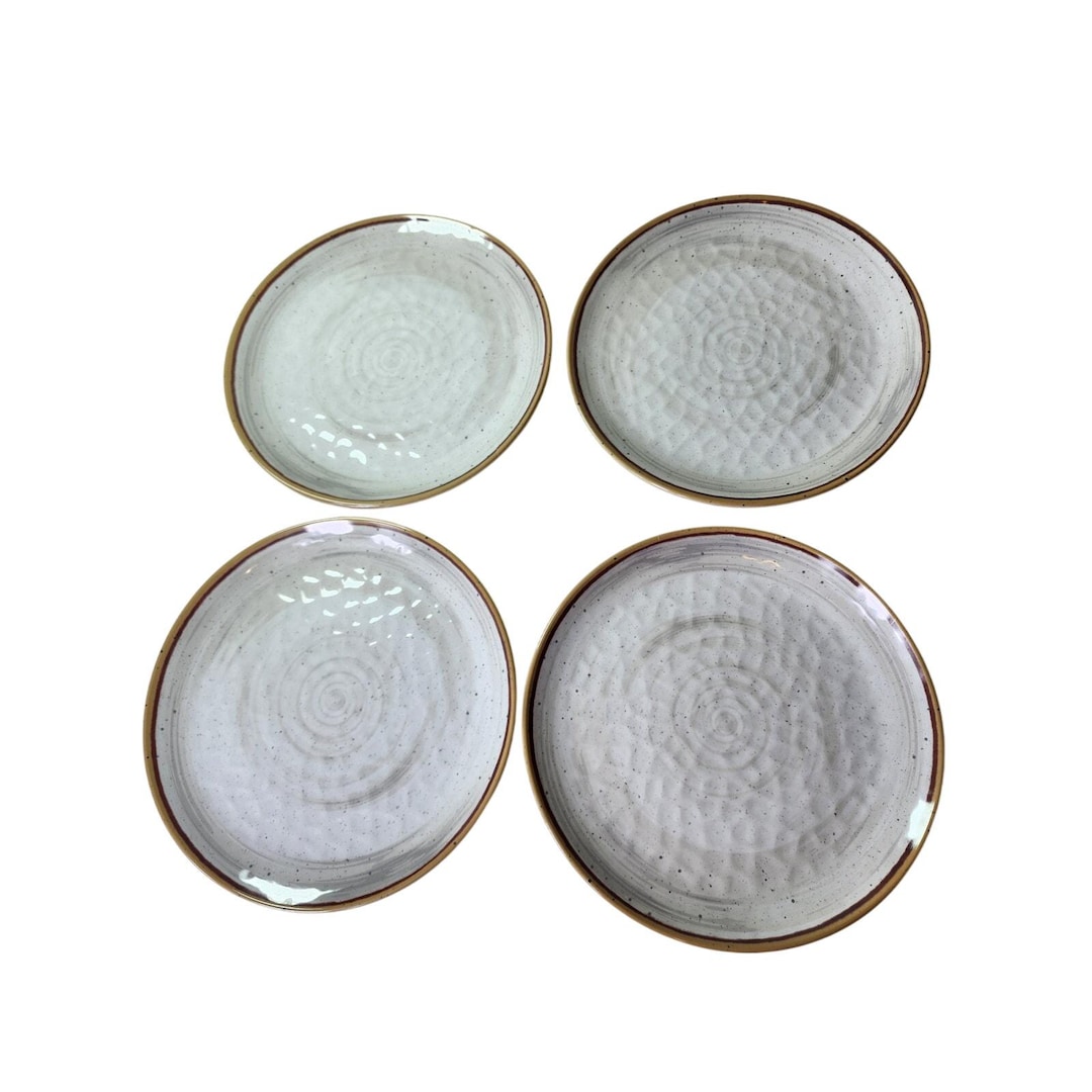 FOOD NETWORK White Brown Melamine 10.5" Textured Dinner Plates Set of 3 ...