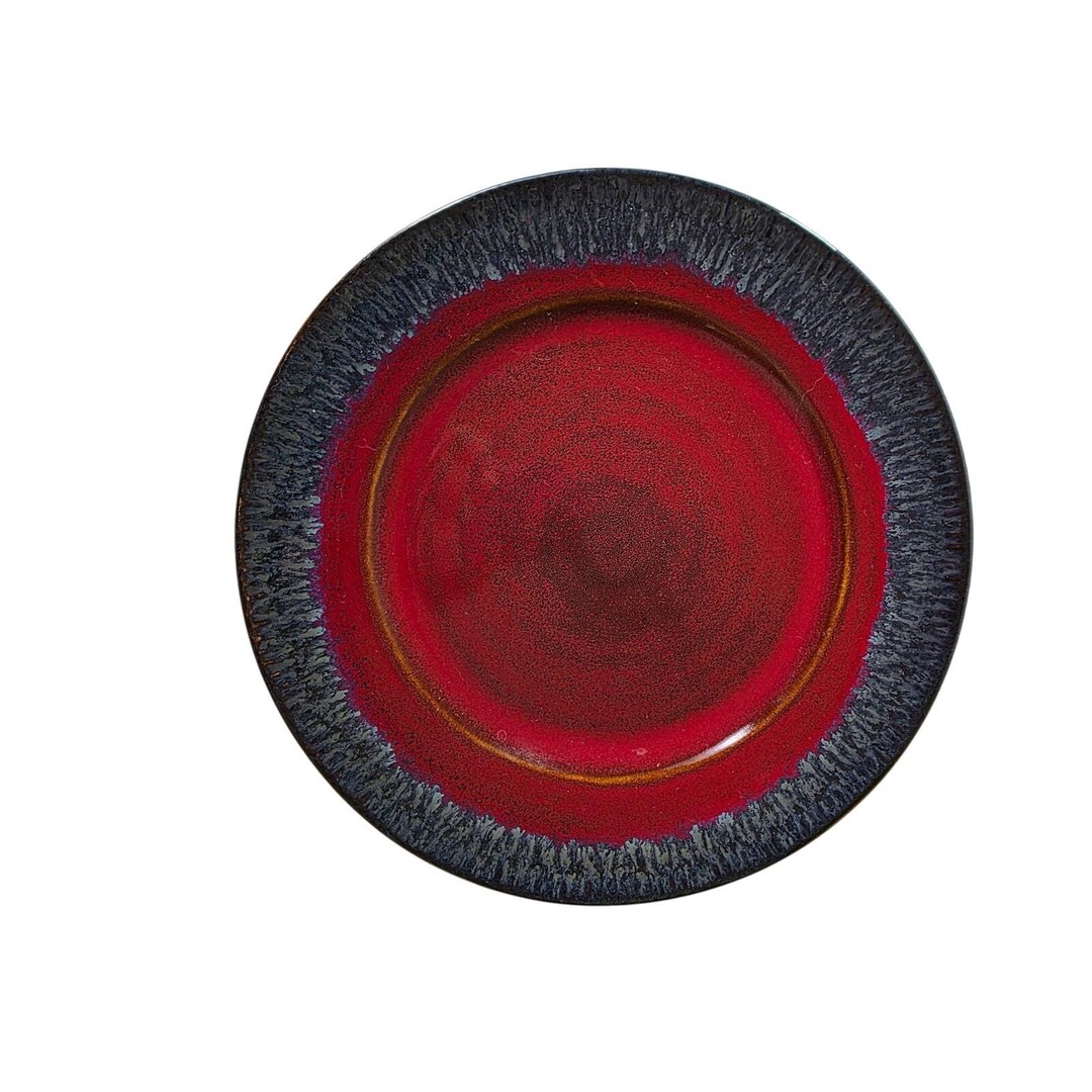 Set of 3 PIER 1 Crimson Red Black Reactive Border 2018 8.5" Salad ...