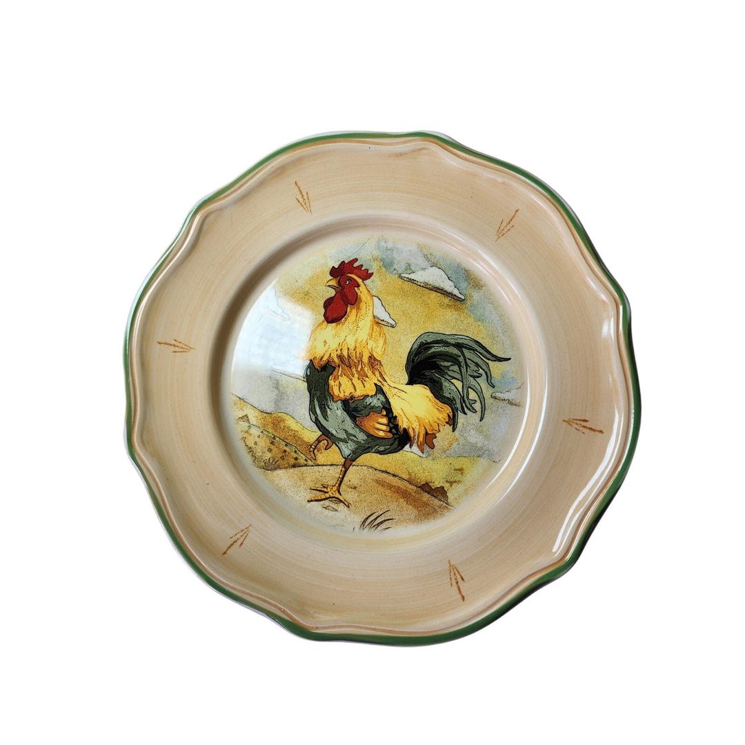 Vintage GIBSON Royal Rooster Hand Painted 10.5" Dinner Plates - Set of ...