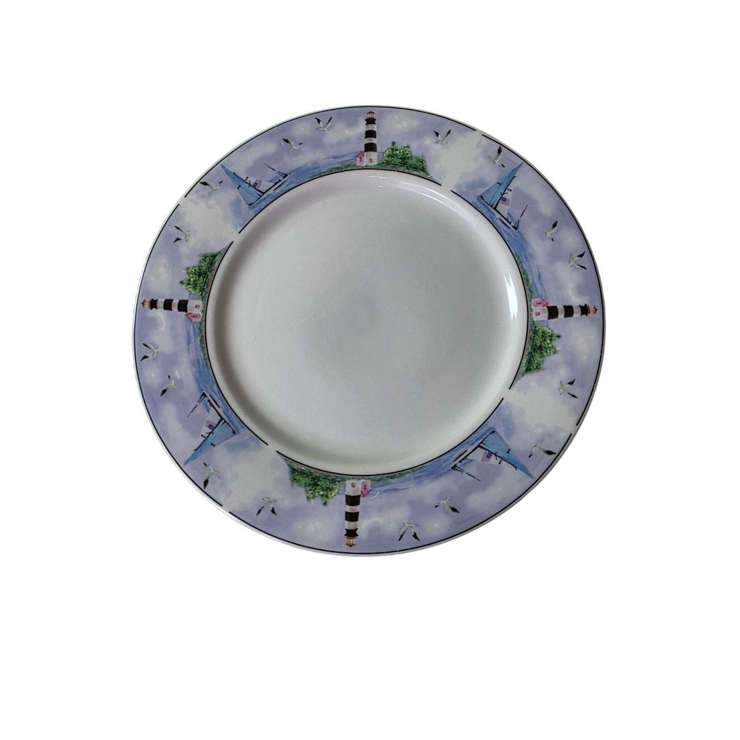 Set of 3 -THOMSON POTTERY Lighthouse Discontinued Blue 10.25" Dinner ...