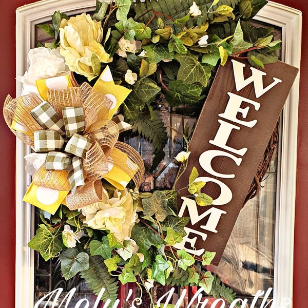 Welcome Grapevine Wreath - Etsy