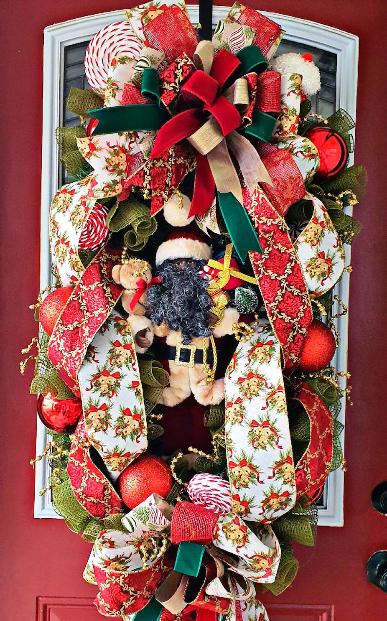 Black Santa Claus XL Christmas Swag - Etsy